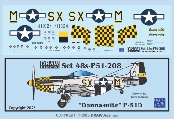 Draw Decal 48-P51-208 North American P-51 D Mustang - "Donna-mite"