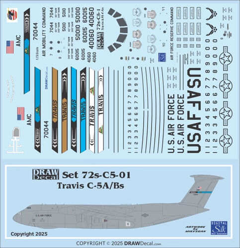 Draw Decal 72-C5-01 Lockheed C-5 A/B - Travis AFB
