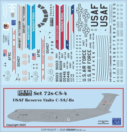 Draw Decal 72-C5-04 Lockheed C-5 A/B - USAF Air Force Reserve
