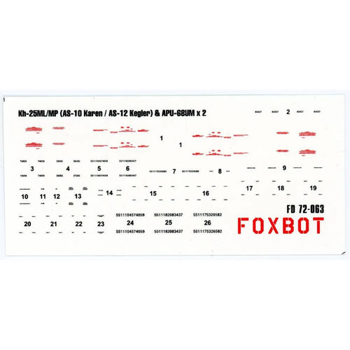 FOXBOT 72-063 Stencils For Missile Kh-25ML/MP (AS-10 Karen/AS-12 Kegler) & APU-68UM
