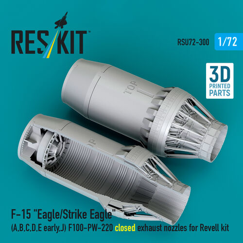 RES/KIT U72-0300 F‑15 A, B, C, D, E early, J Eagle / Strike Eagle - 3D-Printed F100-PW-220 CLOSED Exhaust Nozzles (for Revell Kits)