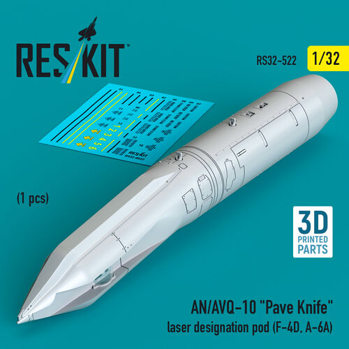 RES/KIT 32-0522 AN/AVQ-10 "Pave Knife" Laser Designation Pod (1 piece / 3D Printed)