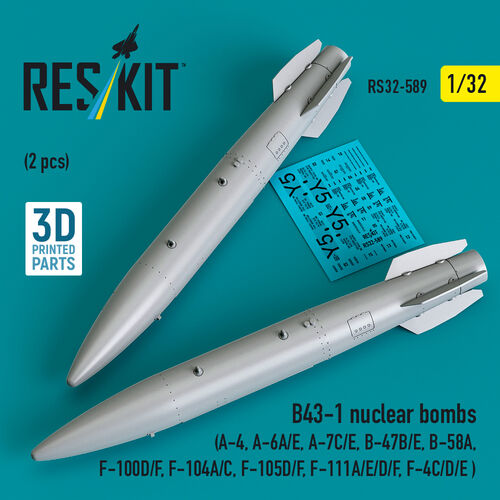 RES/KIT 32-0589 B43-1 Nuclear Bombs (2 pcs / 3D Printed)