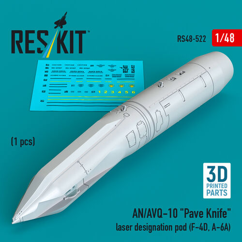 RES/KIT 48-0522 AN/AVQ-10 "Pave Knife" Laser Designation Pod (1 piece / 3D Printed)
