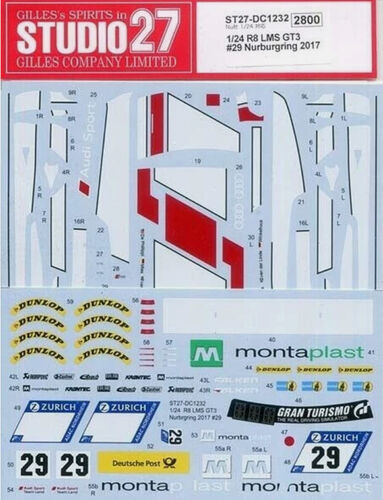Studio 27 DC1232 Audi R8 LMS GT3 - Nurburgring 2017 Decals Set (for NuNu Kits)