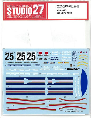 Studio 27 DC1250 Porsche 962C - No.25 JSPC 1988 Decals Set (for Hasegawa Kits)