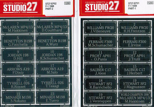 Studio 27 EP12 F1 Drivers Name Plate Part 1 + 2 (1998)