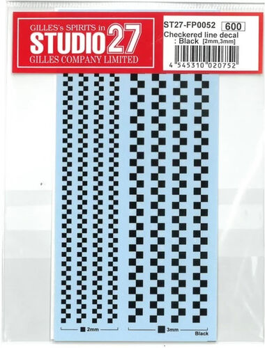 Studio 27 FP0052 Chequered Line Decal : Black (2 mm & 3 mm)