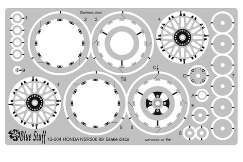 Blue Stuff 12-004 Honda NSR 500 1989 - Private Team Brake Discs (for Hasegawa Kits)