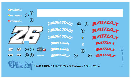 Blue Stuff 12-009 Honda RC213V - Repsol 2014 Brno GP / D. Pedrosa (for Tamiya 14130 Kit)