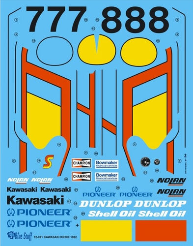 Blue Stuff 12-021 Kawasaki KR500 1982 Decals (for Tamiya 14028 Kit)