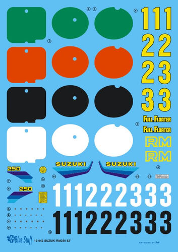 Blue Stuff 12-042 Suzuki RM250 1982 Decals (for Tamiya 14013 Kit)