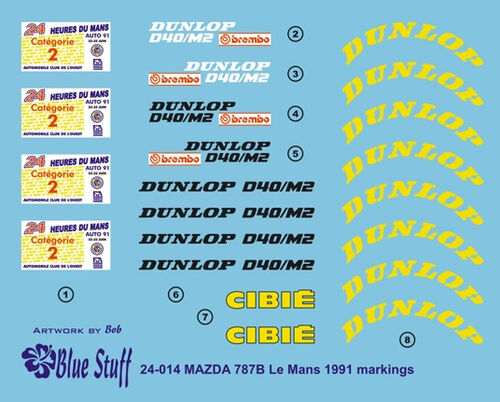 Blue Stuff 24-014 Mazda 787B - Le Mans 1991 Additive Decals (for Tamiya 24326 / 24352 Kits)