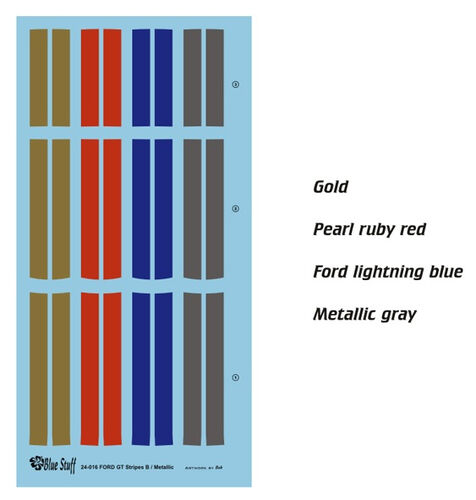 Blue Stuff 24-016 Ford GT - Stripes / Metallic Colours Decals (for Tamiya 24346 Kit)
