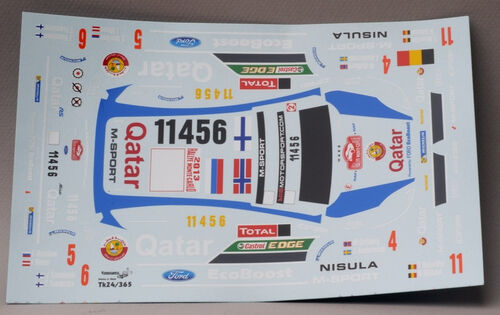 Renaissance TK24-365 Ford Fiesta WRC - Monte Carlo 2013 4 Official Cars (for Belkits Kits)