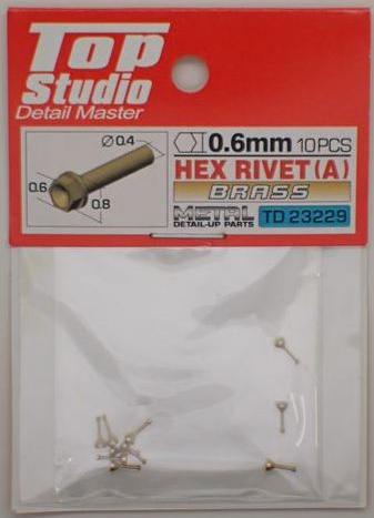 Top Studio TD23228 0.5 mm Hex Rivets A Brass (10 pcs)