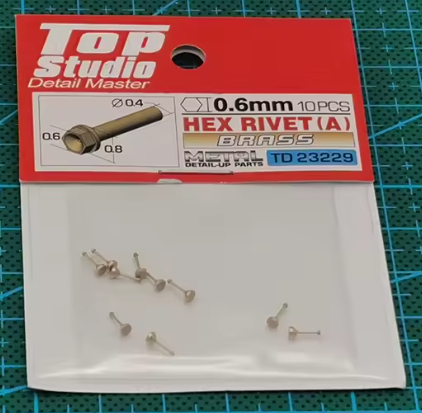 Top Studio TD23229 0.6 mm Hex Rivets A Brass (10 pcs)