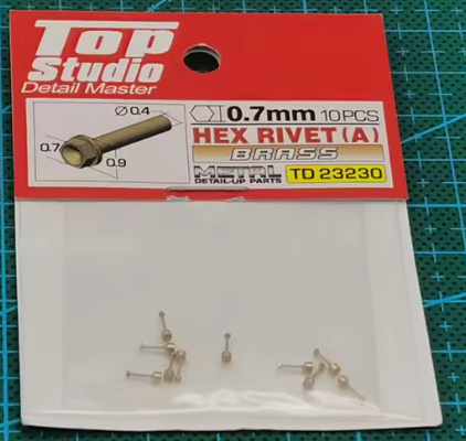 Top Studio TD23230 0.7 mm Hex Rivets A Brass (10 pcs)