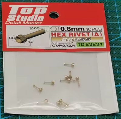 Top Studio TD23231 0.8 mm Hex Rivets A Brass (10 pcs)