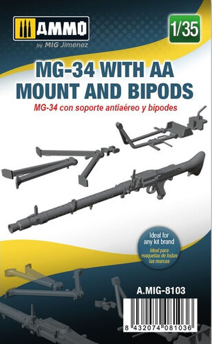 AMMO of Mig Jimenez 8103 German MG34 with AA Mount and Bipods