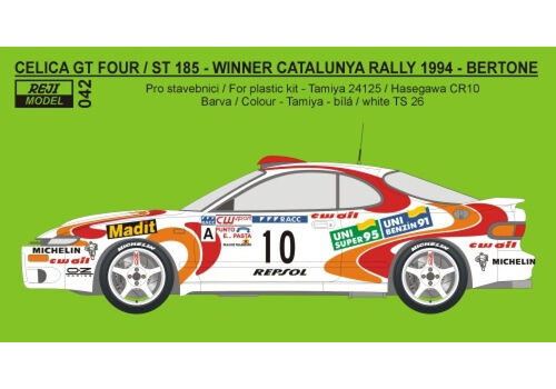 Rejimodel 042 Toyota Celica ST 185 - Rally Catalunya 1994 E.Bertone (for Tamiya and Hasegawa Kits)