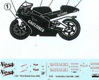 Rejimodel 071 Motobike Honda and Yamaha West / Gauloises Sponsor Logo