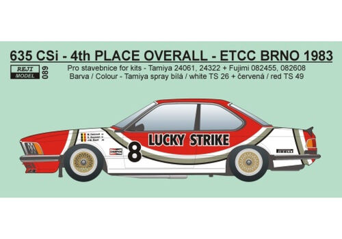 Rejimodel 089 BMW 635 CSI „lucky Strike“ - ETTC Grand Prix Brno 1983 (for Tamiya and Fujimi Kits)
