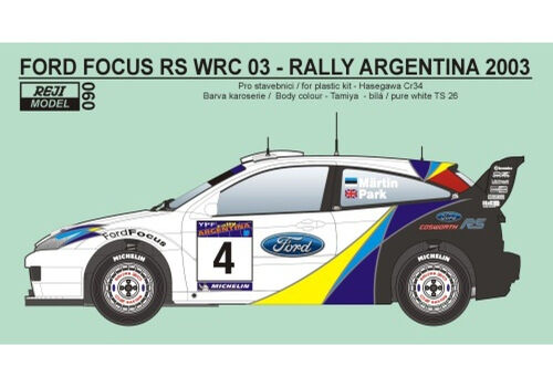 Rejimodel 090 Ford Focus WRC 03 - Rally Argentina 2003 (for Hasegawa kits)