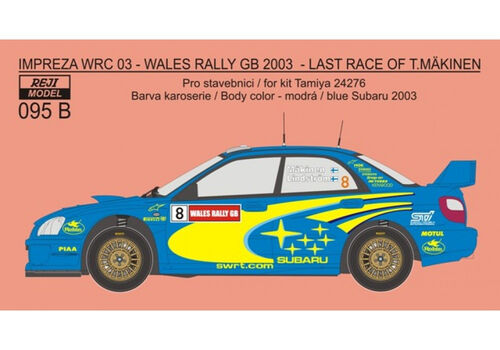 Rejimodel 095B Subaru Impreza WRC SWRT - 2003 Wales Rally GB - Makinen Last Performance (for Tamiya Kits)