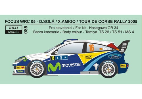 Rejimodel 097 Ford Focus WRC 04 - Tour de Corse 2005 Sola / Amigo (for Hasegawa Kits)