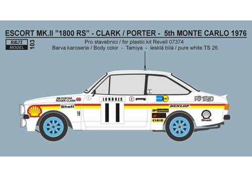 Rejimodel 103 Ford Escort Mk.II RS 1800 - Rally Monte Carlo 1976 / R.Clark (for Revell Kits)