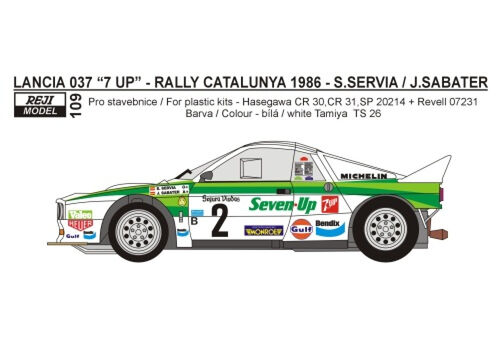 Rejimodel 109 Lancia 037 „Seven-Up“ - Rallye Catalunya 1986 Servia / Sabater (for Hasegawa nad Revell Kits)