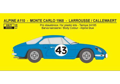 Rejimodel 135 Renault Alpine A 110 - Monte Carlo 1968 / Tour de Corse 1970 (for Tamiya Kits)