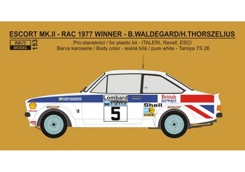 Rejimodel 153 Ford Escort RS 1800 - „British Airways“ Rally RAC 1977 Winner (for Italeri / Revell and ESCI Kits)