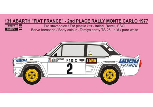 Rejimodel 156 Fiat 131 Abarth „France“ - 2nd Rally Monte Carlo 1977 (for Italeri / Revell and ESCI Kits)
