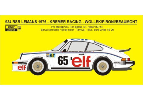 Rejimodel 161 Porsche 934 RSR - Le Mans 1976 - Kremer Racing (for Heller Kits)