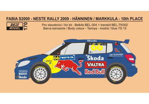 Rejimodel 170 Skoda Fabia S2000 - Rally Monte Carlo 2009 - Kopecky / Hanninen (for Belkits kits)