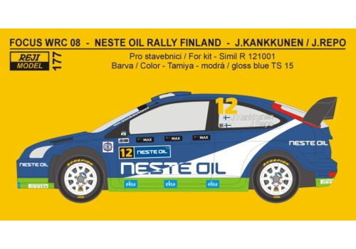 Rejimodel 177 Ford Focus WRC 08 - Neste Oil Rally Finland 2010 Kankkunen / Repo (for Simil Kits)