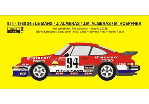 Rejimodel 184 Porsche 934 "Eminence Equipe Almeras Freres" - #94 24h Rally Le Mans 1980 (for Tamiya Kits)