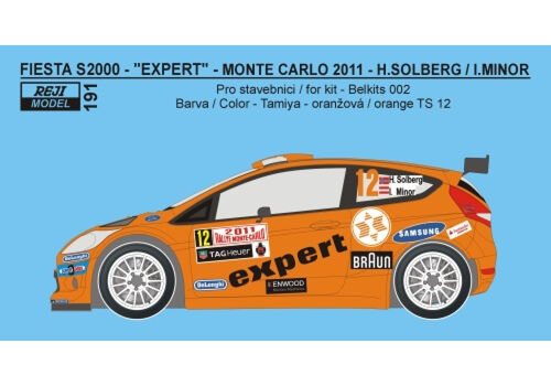 Rejimodel 191 Ford Fiesta S2000 - Rally Monte Carlo 2011 Solberg / Minor (for Belkits Kits)