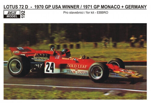 Rejimodel 192 Lotus 72C - 1970 GP USA Winner / 1971 GP Monaco and Germany version
