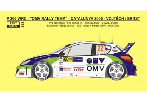 Rejimodel Peugeot 206 WRC „OMV“ Rally Catalunya 2006 Vojtech / Ernst (for Tamiya Kits)