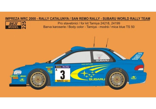 Rejimodel 225 Subaru Impreza WRC 00 - SWRT 2000 - Catalunya / San Remo Rally (for Tamiya Kits)