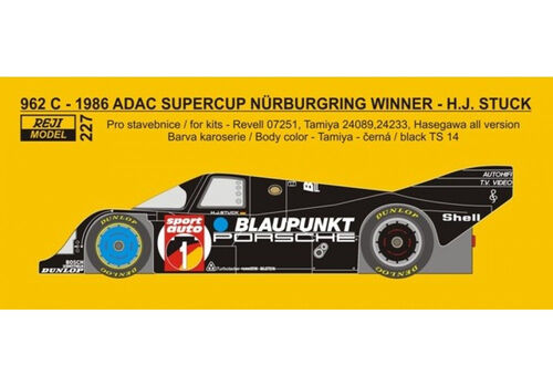 Rejimodel 227 Porsche 962 - ADAC Supercup Nurburgring winner - H.J.Stuck (for Tamiya and Hasegawa Kits)