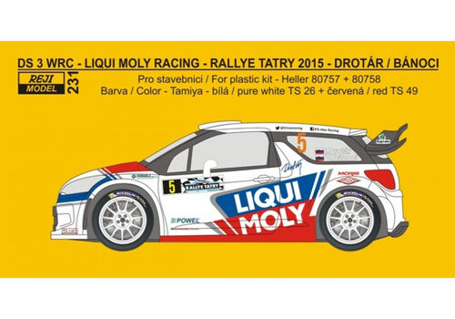Rejimodel 231 Citroen DS3 WRC - Rallye Tatry 2015 Drotar / Banoci (for Heller Kits)