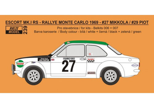 Rejimodel 239 Ford Escort Mk.I - Rally Monte Carlo 1969 - # 27 Mikkola / # 29 Piot (for Belkits Kits)
