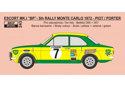 Rejimodel 243 Ford Escort Mk.I - Rallye Monte Carlo 1972 - BP # 26 Piot / Porter (for Belkits Kits)