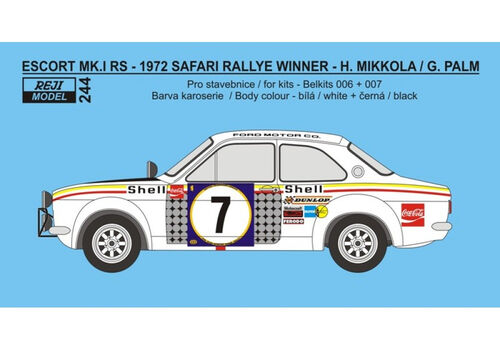 Rejimodel 244 Ford Escort Mk.I - Safari rally 1972 winner - #7 Mikkola / Palm (for Belkits Kits)