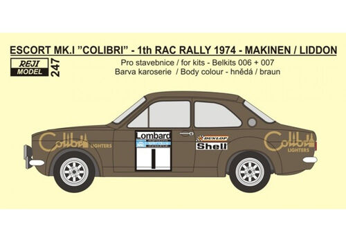 Rejimodel 247 Ford Escort Mk.I - Lombard RAC Rallye 1974 - # 1 Makinen / # 15 Alen (for Belkits Kits)