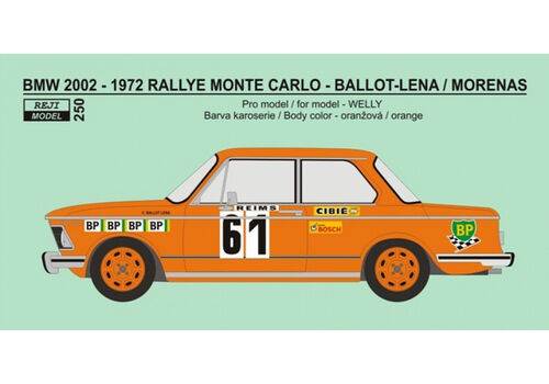 Rejimodel 250 BMW 2002 Rallye Monte Carlo 1972 #61 Ballot-Lena / Morenas (for Welly Kits)